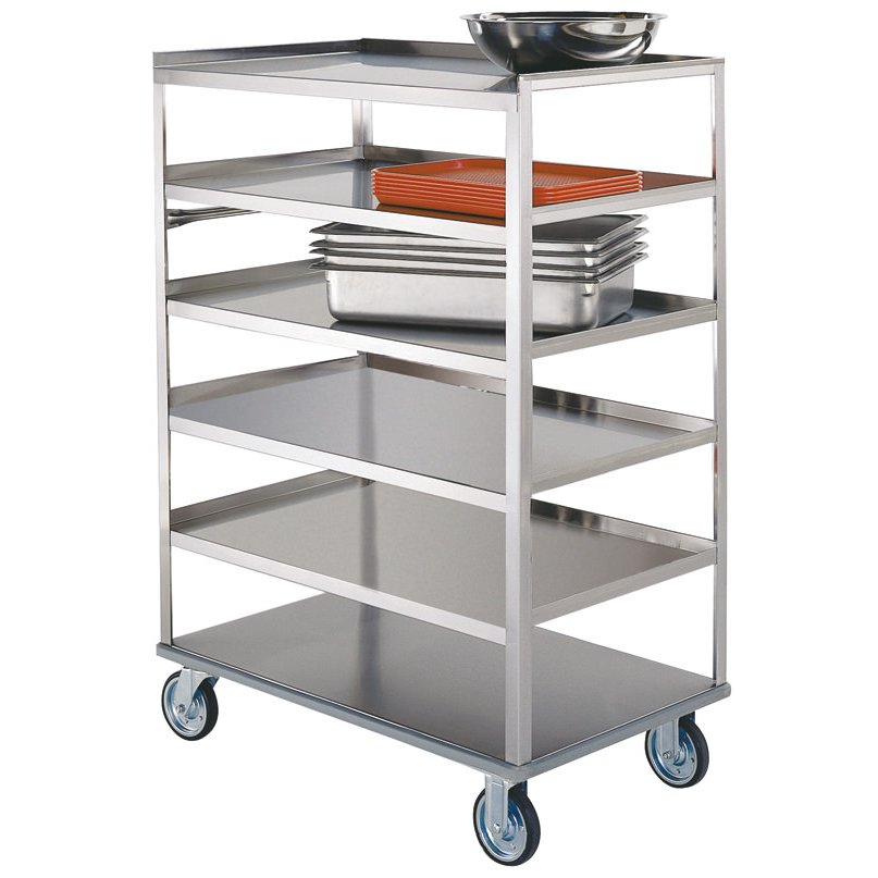 Lakeside SS Medium Duty Multi-Shelf Cart 3 Edges Up Perimeter Bumper