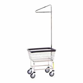 R&B Wire Standard Wire Laundry Cart with Single Pole Rack