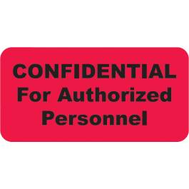 Arden Label A1007 Confidential For Authorized Personnel Label 2"x1"