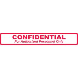 Arden Label A1019 Confidential For Authorized Personnel Only Label