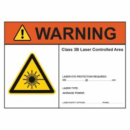 Warning Class 3B Laser Controlled Area Laser Warning Sign