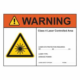 Warning Class 4 Laser Controlled Area Laser Warning Sign