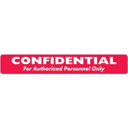 Confidential Label 6.5" x 1" White on Red MAP251