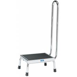 Pedigo Chrome or Stainless Steel Step Stool With Handrail