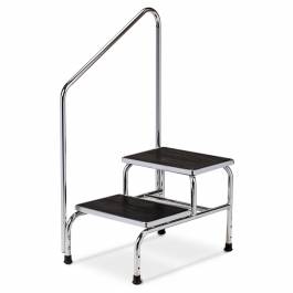Clinton Double-Step Chrome Bariatric Step Stool with Handrail T-6850