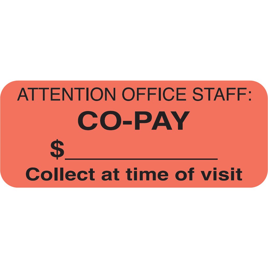 Arden Label A1025 Attention Office Staff Co-Pay Label