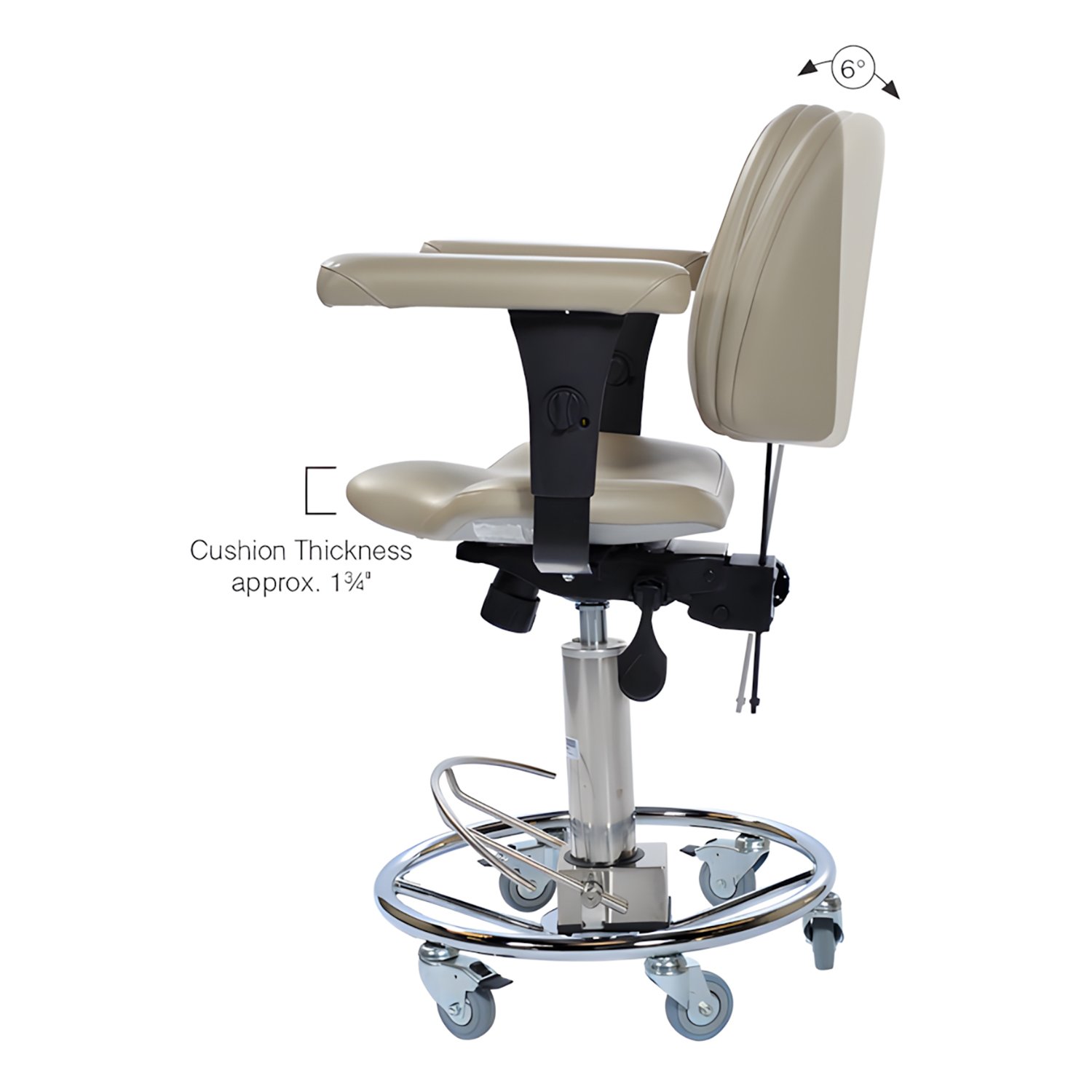 Pedigo P-7000 Hydraulic Surgeon Stool With Backrest & Armrests