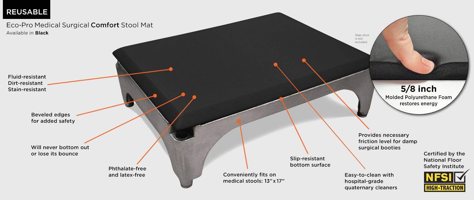 Let's Gel 104-01-1317-1 Eco-Pro Medical Reusable Surgical Step Stool ...