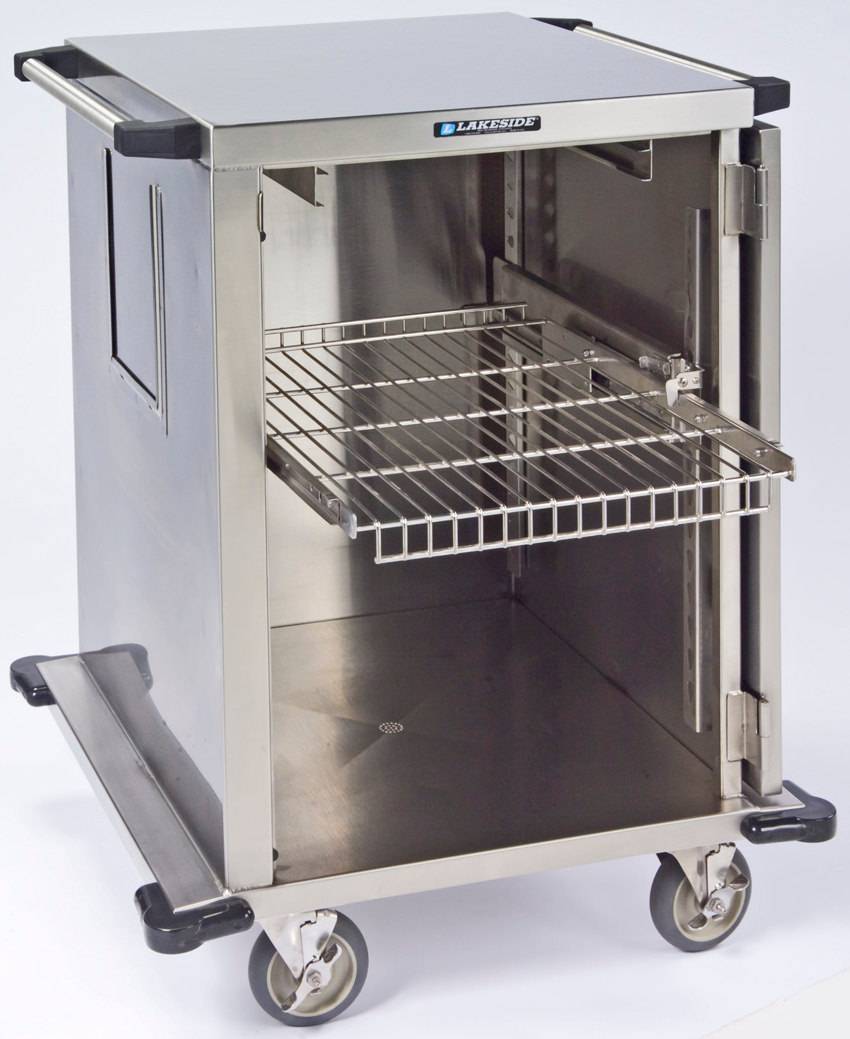 Lakeside One Door Stainless Steel Case Carts 18" Width Wire Shelf
