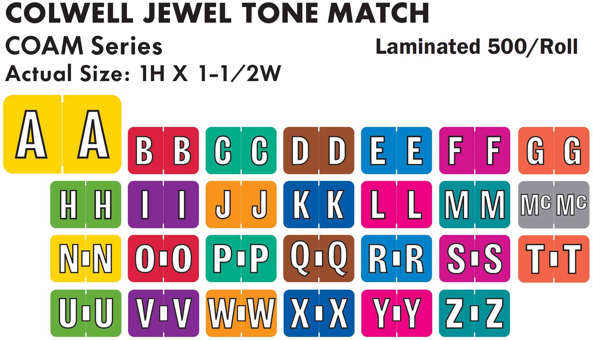 Arden Label Colwell Jewel Tone Match COAM Series Alpha Roll Labels