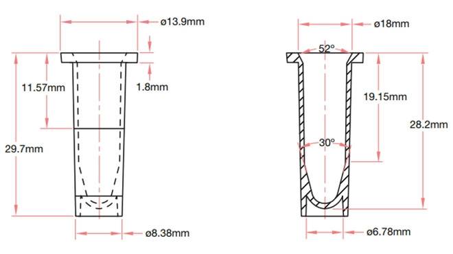 1mL Nesting Sample Cup 13mm Dia PS Cup for 12mm 13mm Tubes Globe 5504