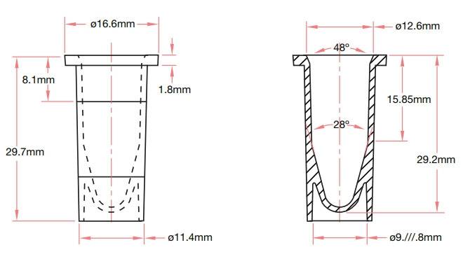 2mL Nesting Sample Cup 16mm Dia PS Sample Cup for 16mm Tubes Globe 5505