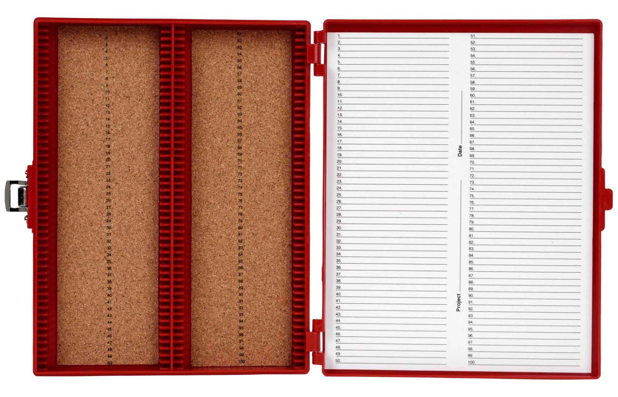 100-Place Cork-Lined Microscope Slide Boxes Heathrow Scientific