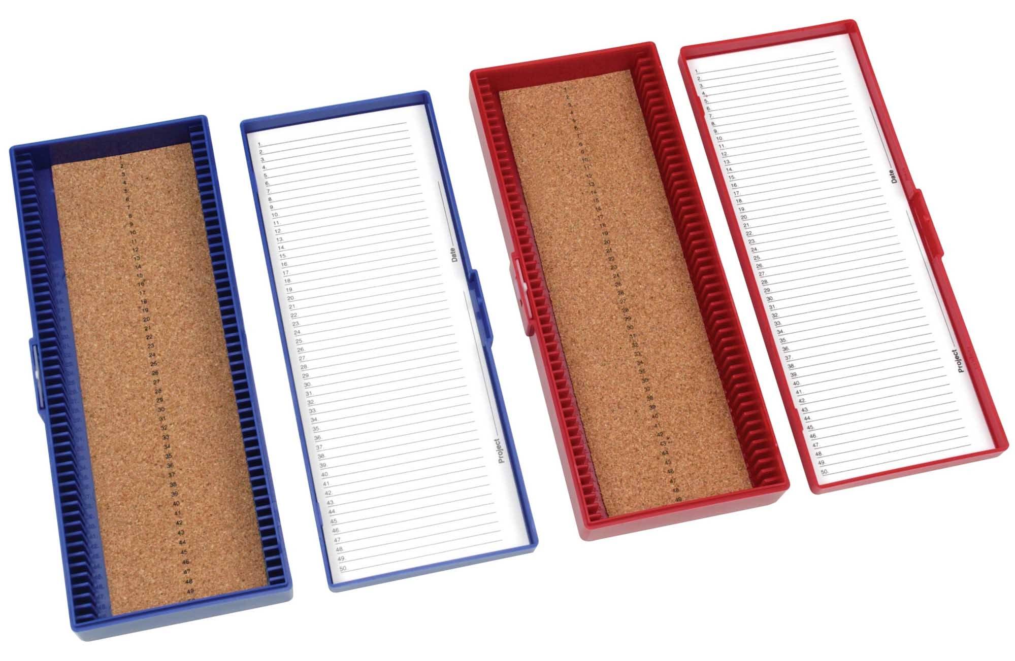 50-Place Cork-Lined Microscope Slide Box Heathrow Scientific
