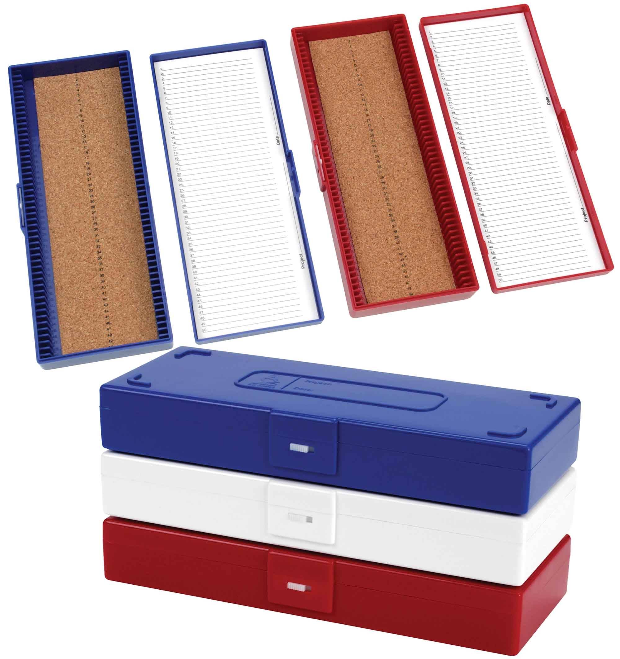 50-Place Cork-Lined Microscope Slide Box Heathrow Scientific