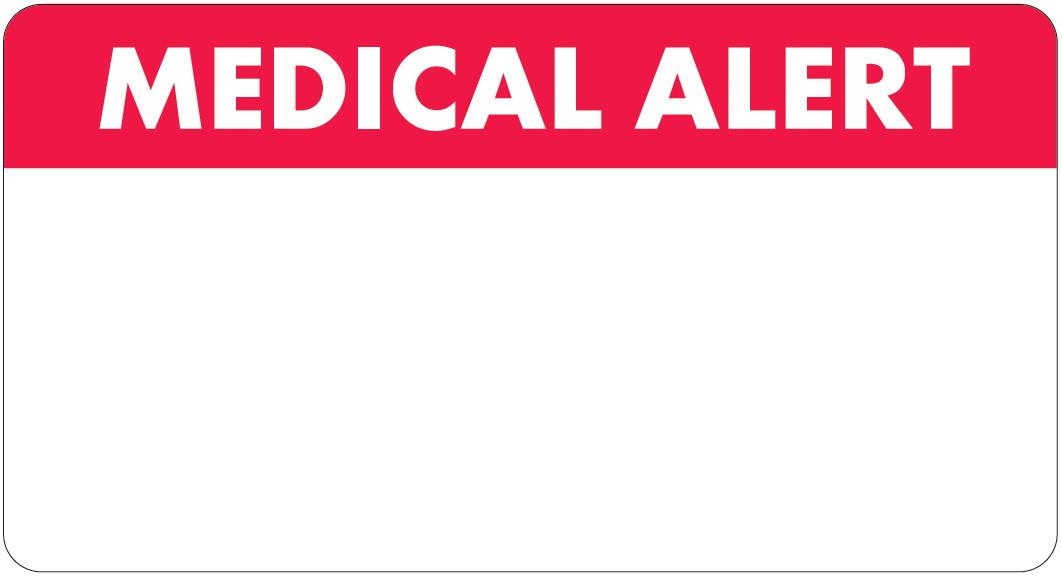 Arden Label MAP3420 Medical Alert Label Top White Font On Red White