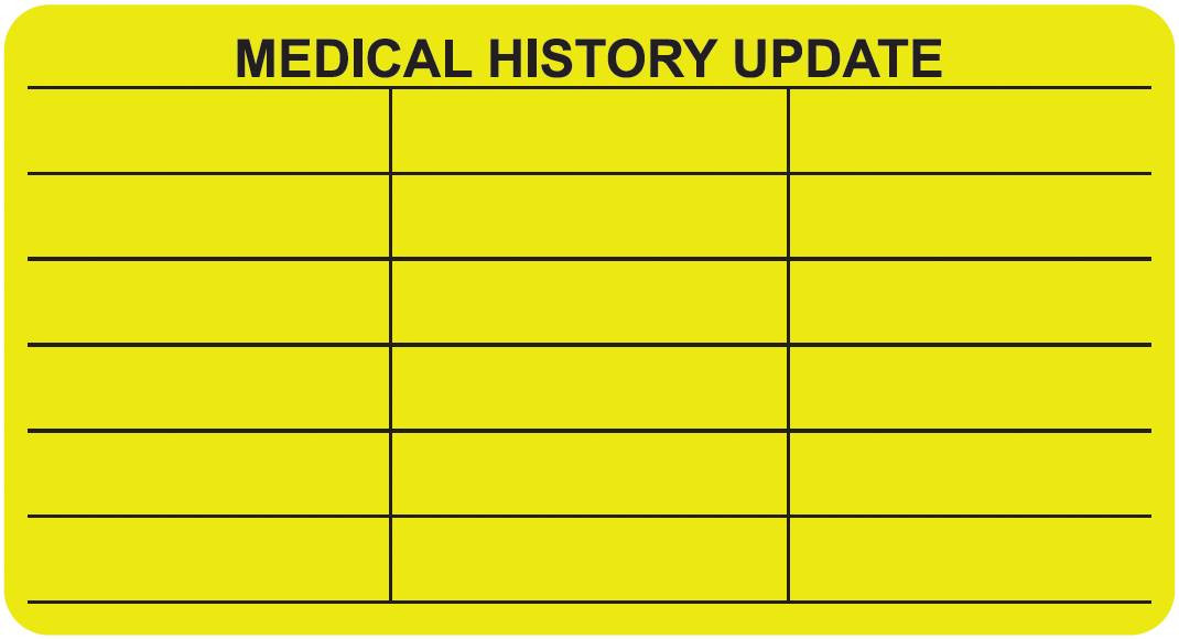 Arden Label MAP3600 Medical History Update Pre-Printed Chart Label