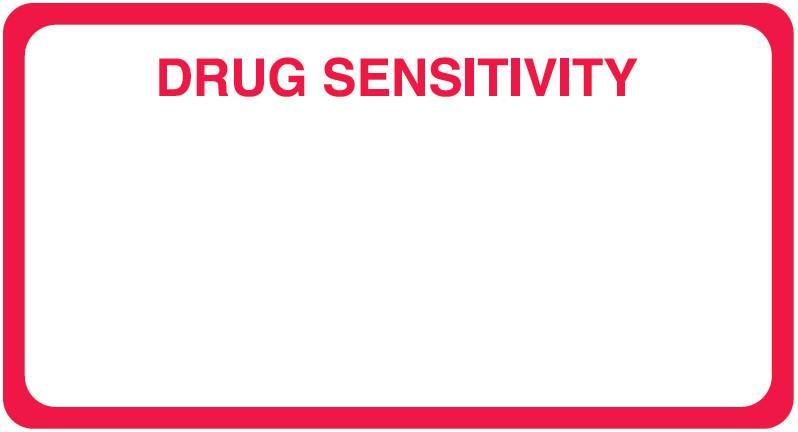 Arden Label MAP5160 Drug Sensitivity Label 3 1/4"W x 1 3/4"H