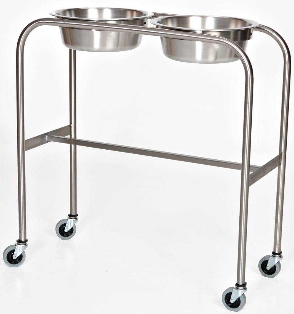 SS Solution Stand with Double Basin & H-Brace Mid Central Medical MCM1002