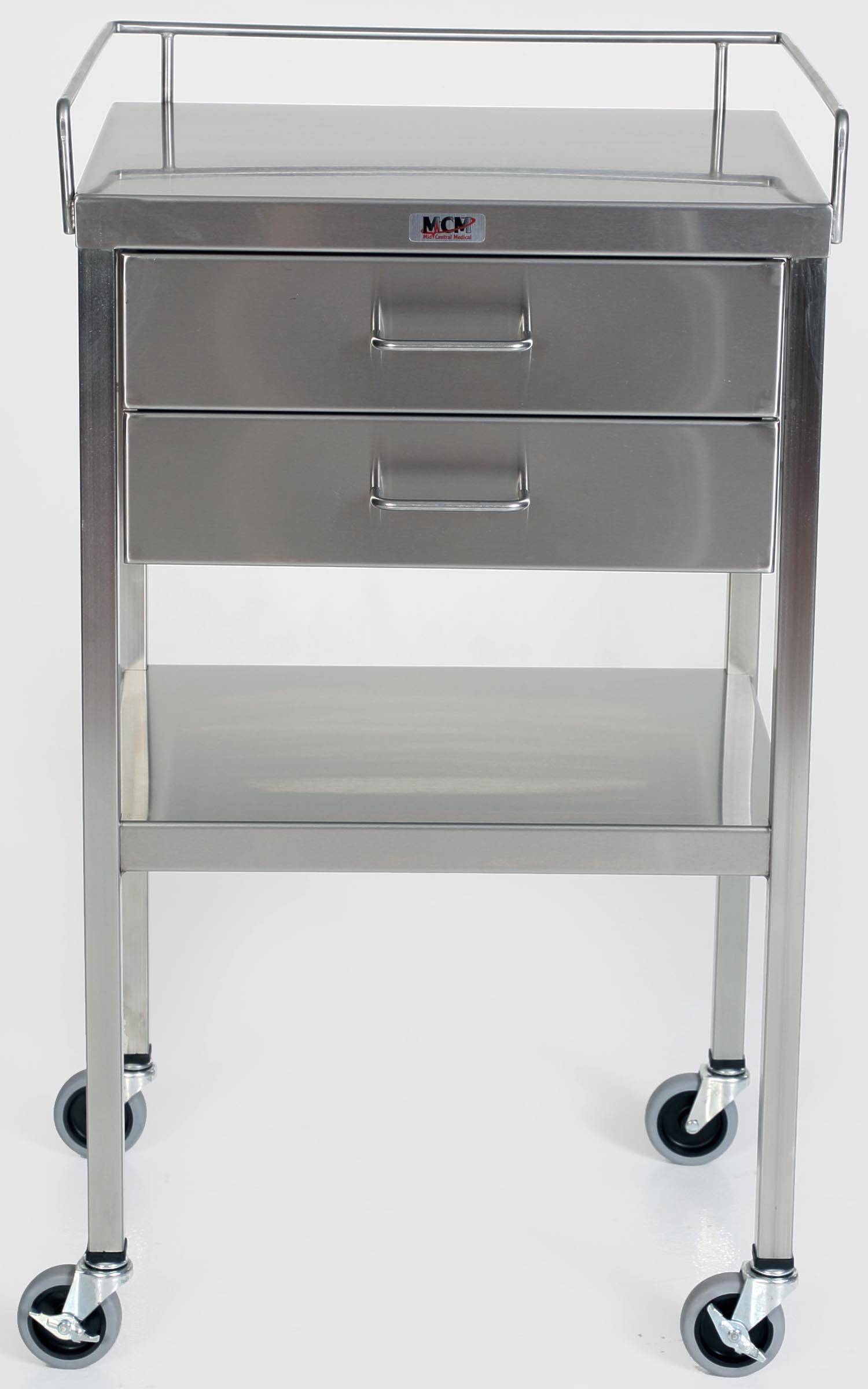 SS Utility Table with 2 Drawers, Lower Shelf and 3-Sided Top-Guardrail ...