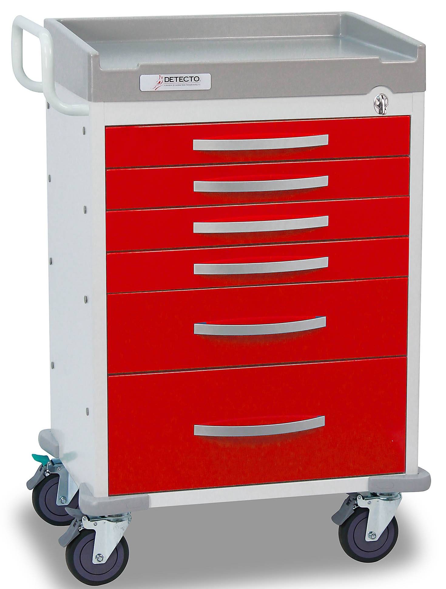 Detecto RC333369RED Rescue Series ER Medical Cart 6 Red Drawers