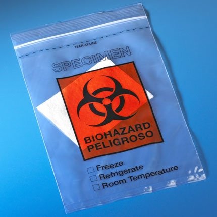 6"x10" Biohazard Specimen Bag Reclosable with Score Line Document Pouch ...