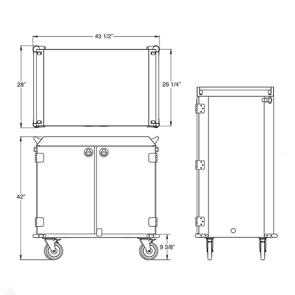 Lakeside Deluxe Case Cart, Double Door, 42" High, 6" Casters