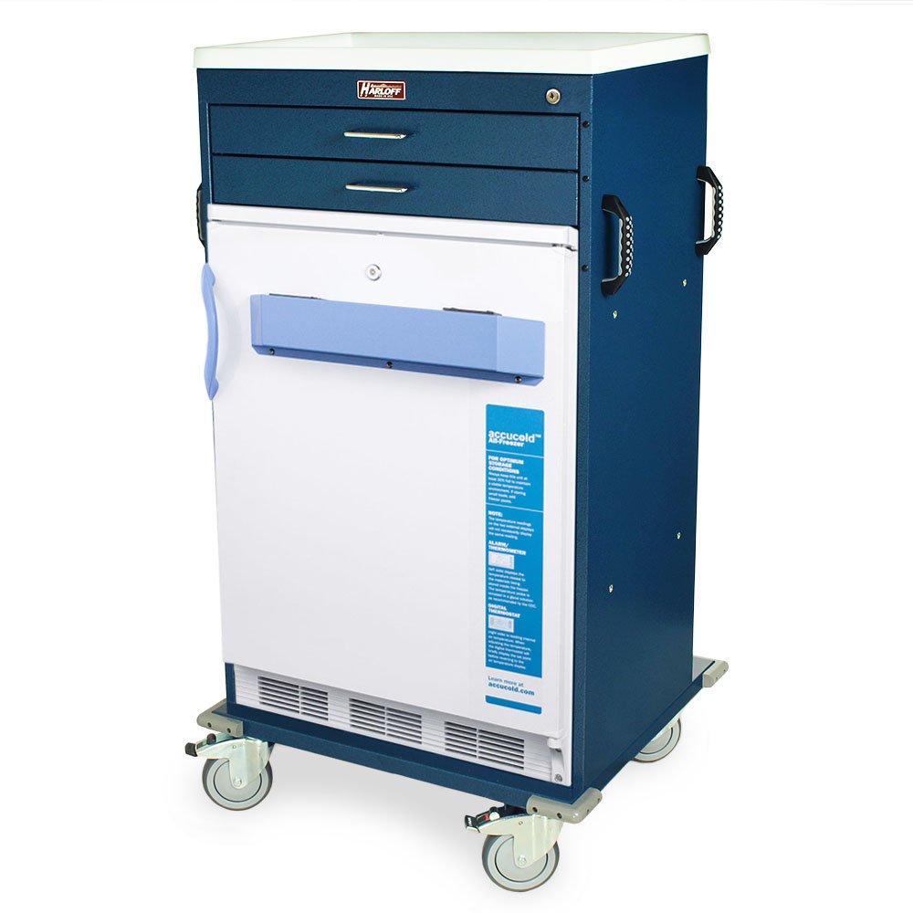 Harloff VF4250K-AC Mobile Vaccine Freezer Cart with 3.2 Cubic Feet Freezer