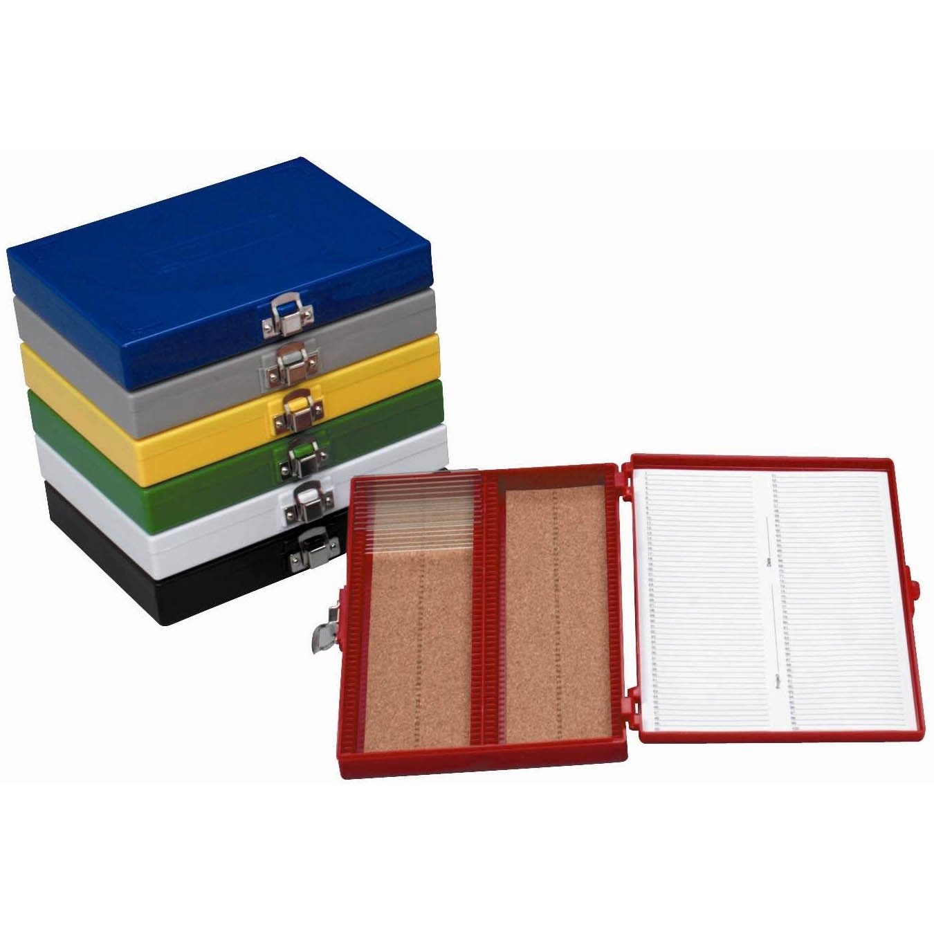 100-Place Cork-Lined Microscope Slide Boxes Heathrow Scientific