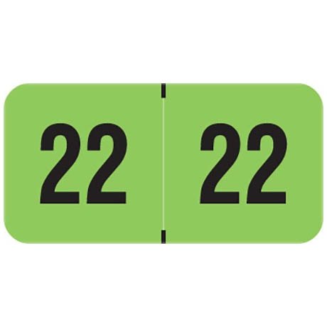 22-FGYM-T4 PMA Match Fluorescent Green 2022 Year Labels 3/4"Hx1 1/2"W