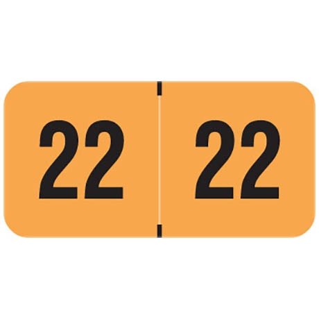 22-FOYM-T4 PMA Match Fluorescent Orange 2022 Year Labels 3/4"Hx1 1/2"W