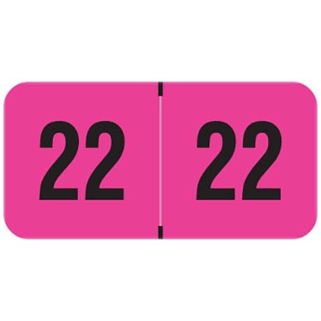 22-FPYM-T4 PMA Match Fluorescent Pink 2022 Year Labels 3/4"Hx1 1/2"W