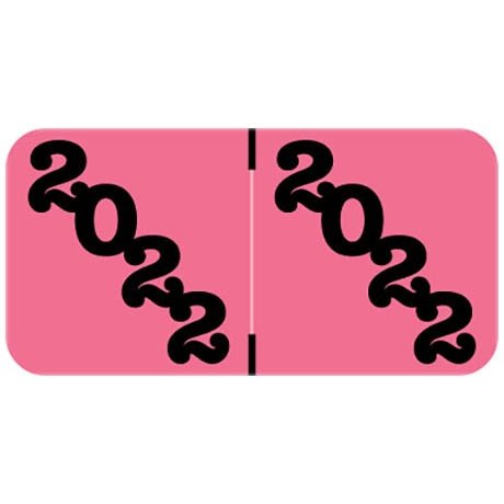 Arden 22-JPYM-T4 Jeter Compatible 2022 Year Labels Pink 3/4"Hx1 1/2"W