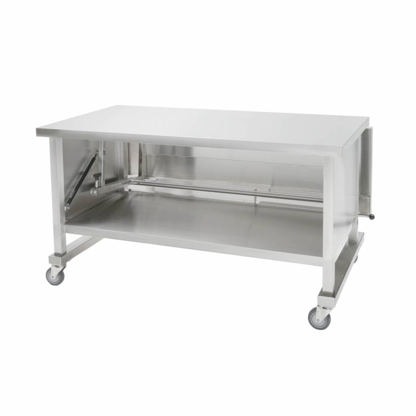 Blickman Back Table with Pneumatic Assisted Adjustable Height Overshelf