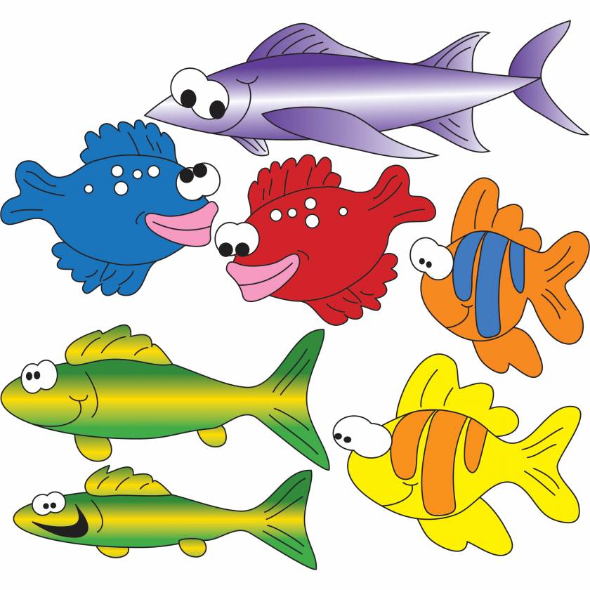 Clinton 07-CC-L School of Fish (Left Facing) Wall Sticker