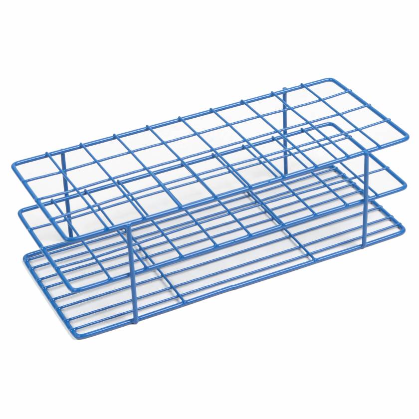 Heathrow Scientific 120766 40-Well Coated Wire Rack Fits 20-24mm Tubes Blue