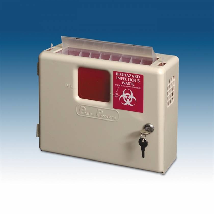 Plasti-Products, 143002 Locking Wall Mounted Sharps Cabinet