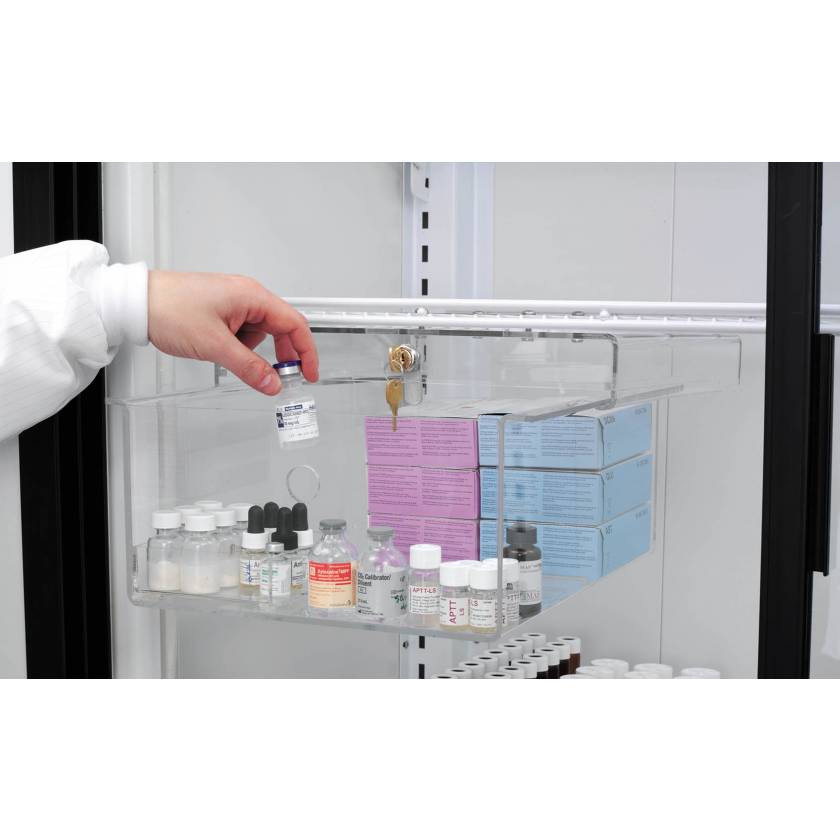 OmniMed 183010 X-Large Clear Acrylic Refrigerator Lock Box with Key Lock