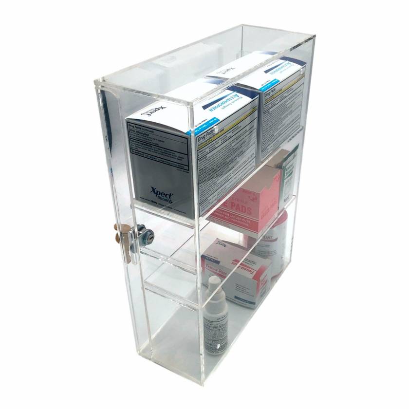 OmniMed Transparent Utility Cabinet with 2 Shelves Key Lock