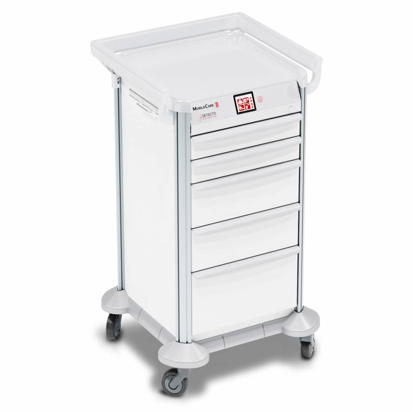 DETECTO 16.5" Wide Drawers White MobileCare Medical Cart