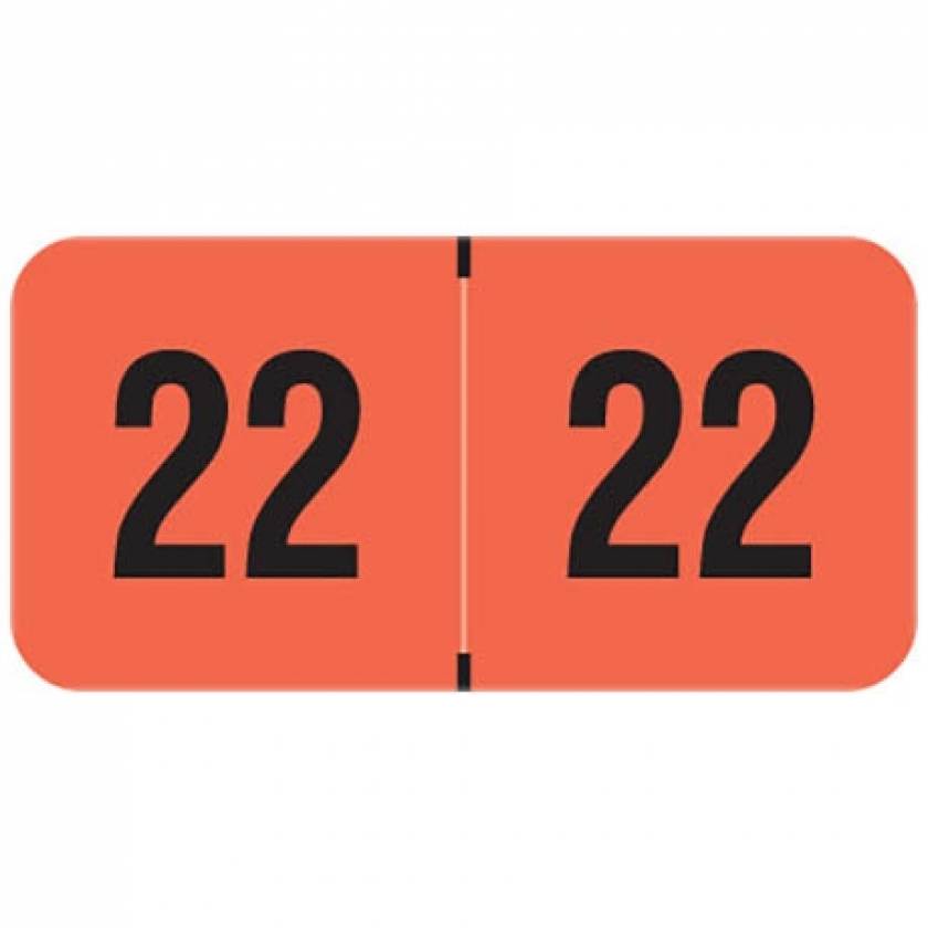 22-FRYM-T4 PMA Match Fluorescent Red 2022 Year Labels 3/4"Hx1 1/2"W