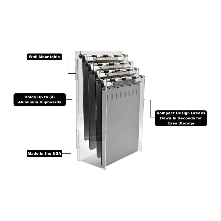 OmniMed 263000 Acrylic 4-Slot Chart Holder Storage Rack