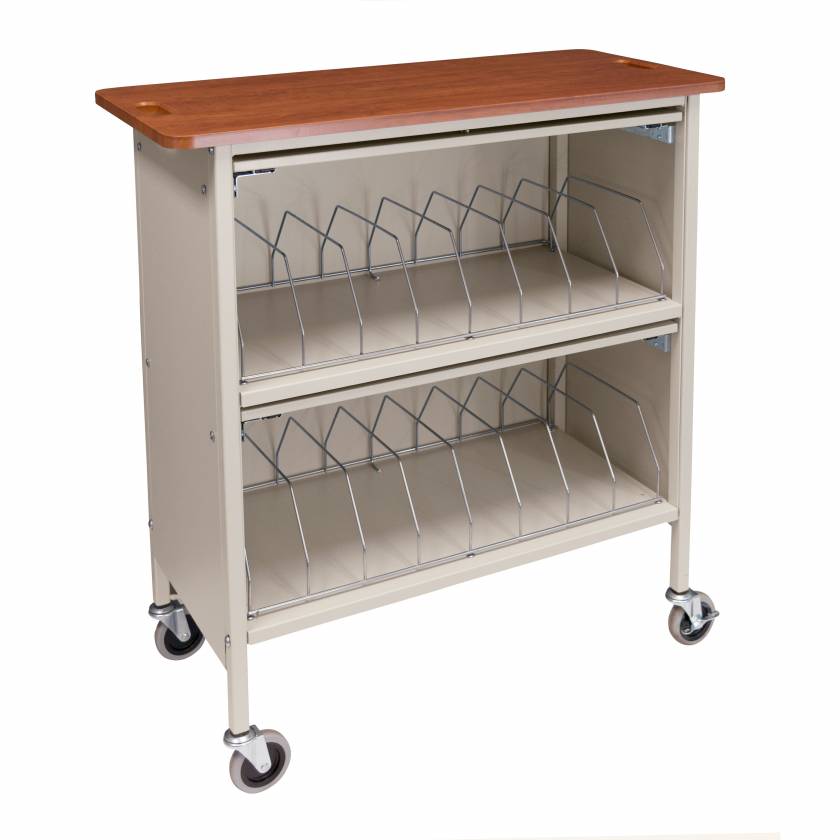 OmniMed Artisan Vertical Privacy Chart Rack 16 Capacity Cherry Top