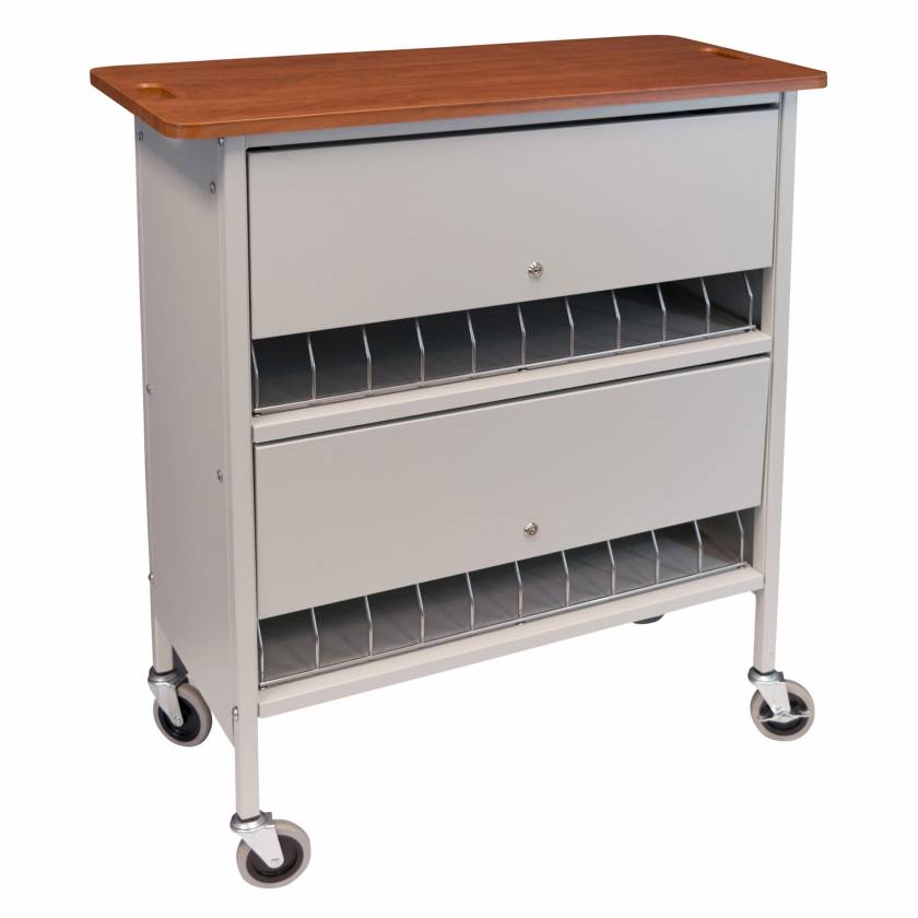 OmniMed Artisan Vertical Privacy Chart Rack 20 Capacity Cherry Top