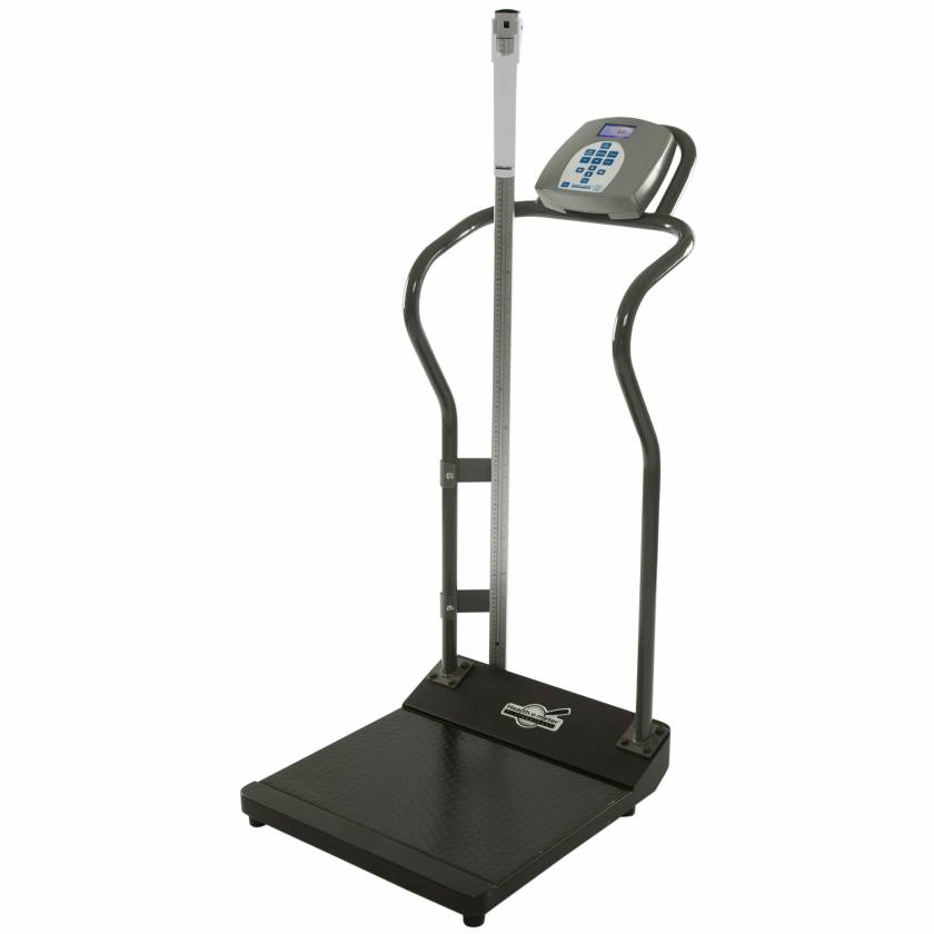 Antimicrobial Digital Platform Scale with Handrail, Height Rod