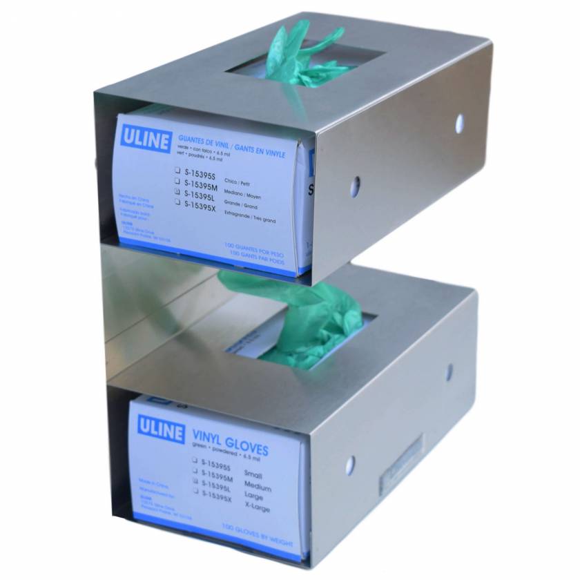 OmniMed 305385 Stainless Steel Top Open Double Glove Box Holder