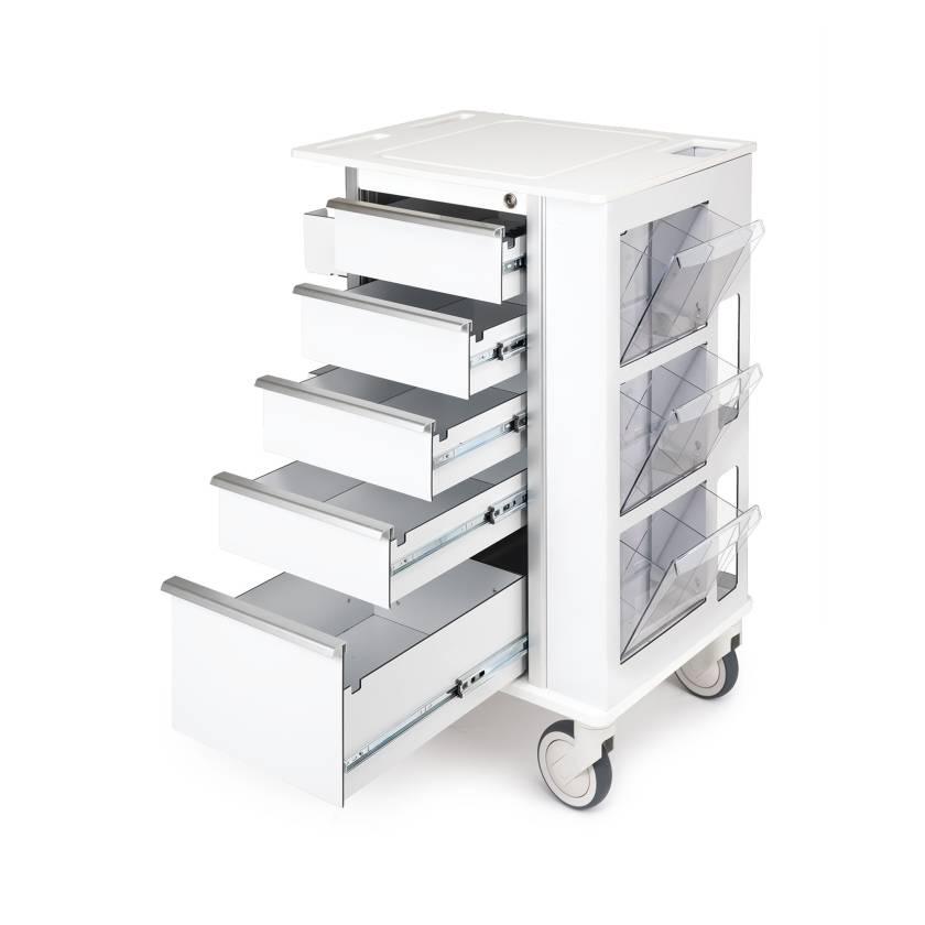 OmniMed 351003 Omni Phlebotomy Cart with 5 Drawers, 5" Casters
