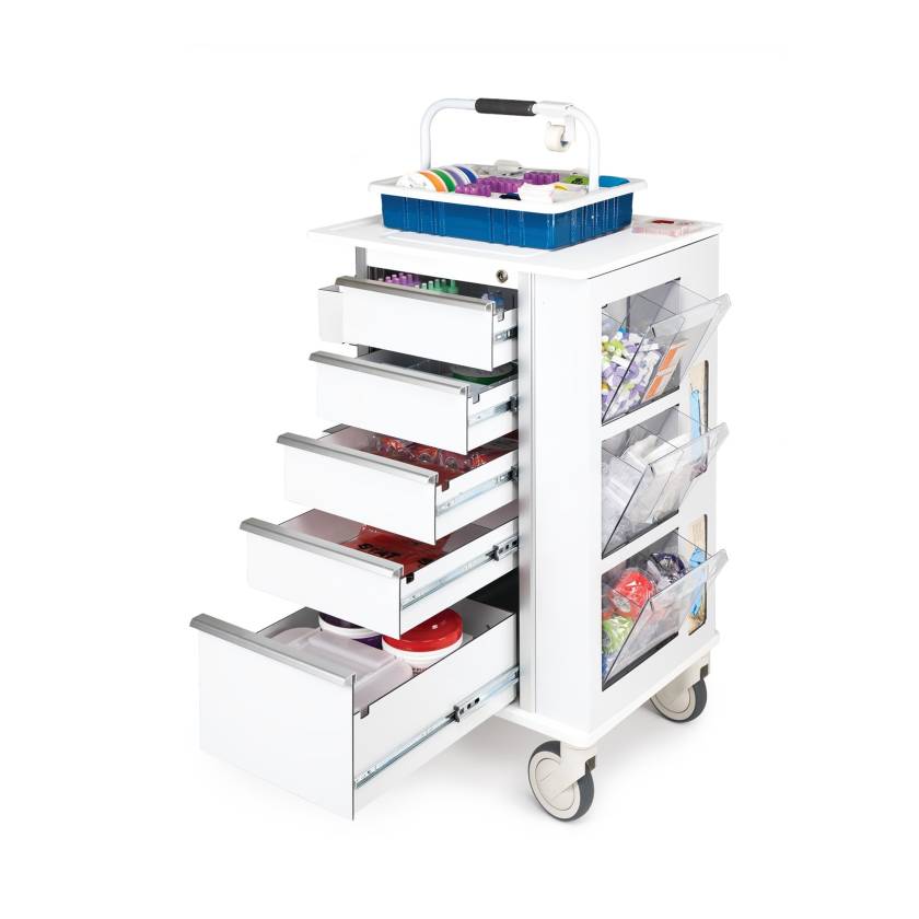 OmniMed 351003 Omni Phlebotomy Cart with 5 Drawers, 5" Casters