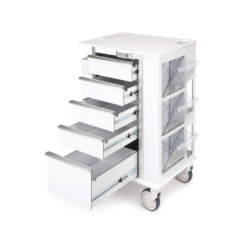 OmniMed 351004 Omni Advanced Phlebotomy Cart with 5 Drawers