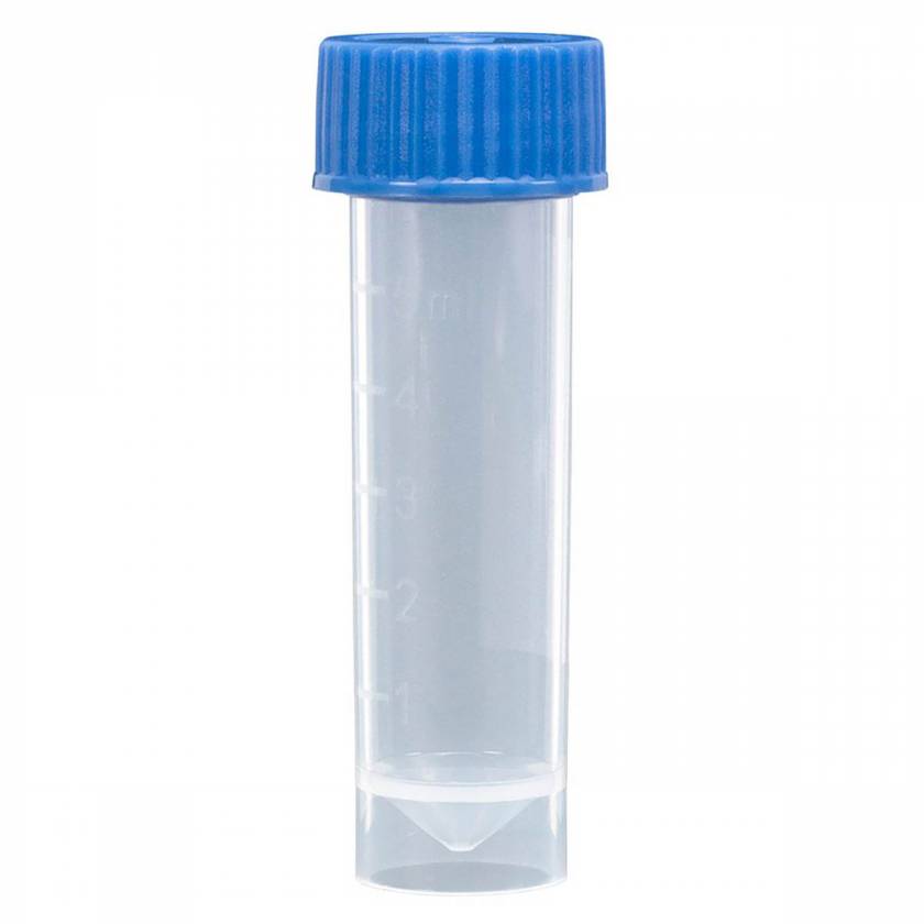 5mL PP Transport Tube Self-Standing Conical Bottom PE Screw Cap Globe ...